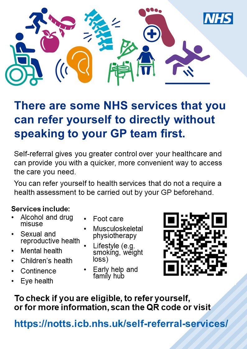 There are some NHS services that you can refer yourself to directly ...