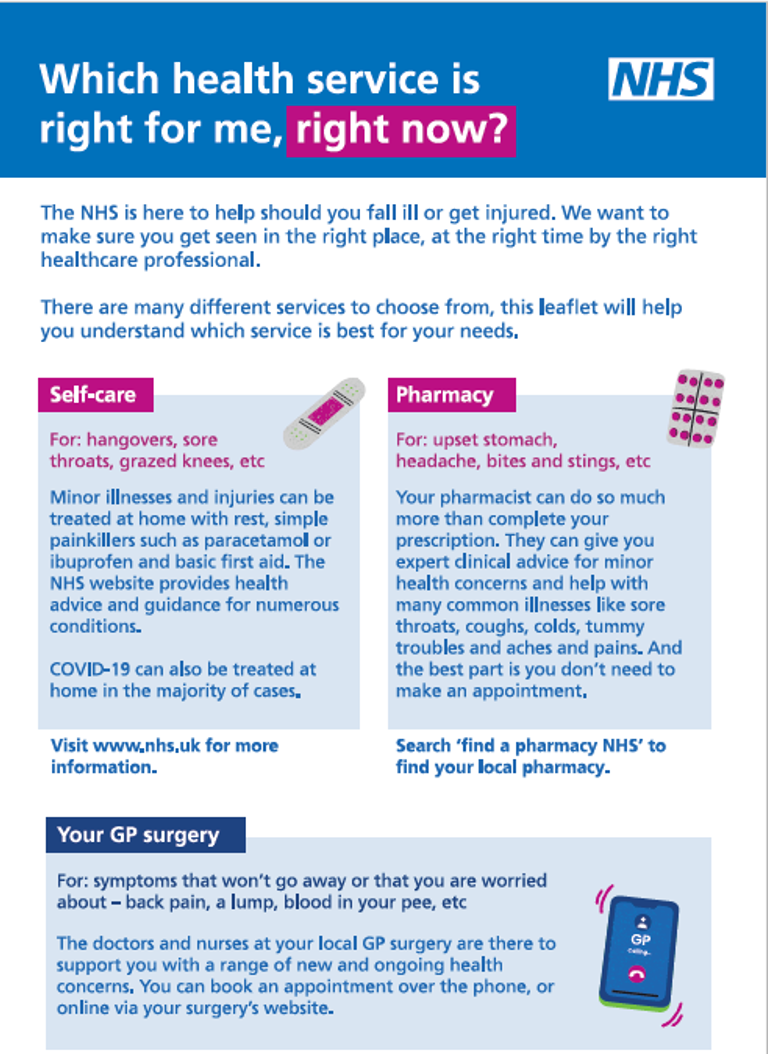 How to Choose the correct NHS Service - Northiam and Broad Oak Surgery