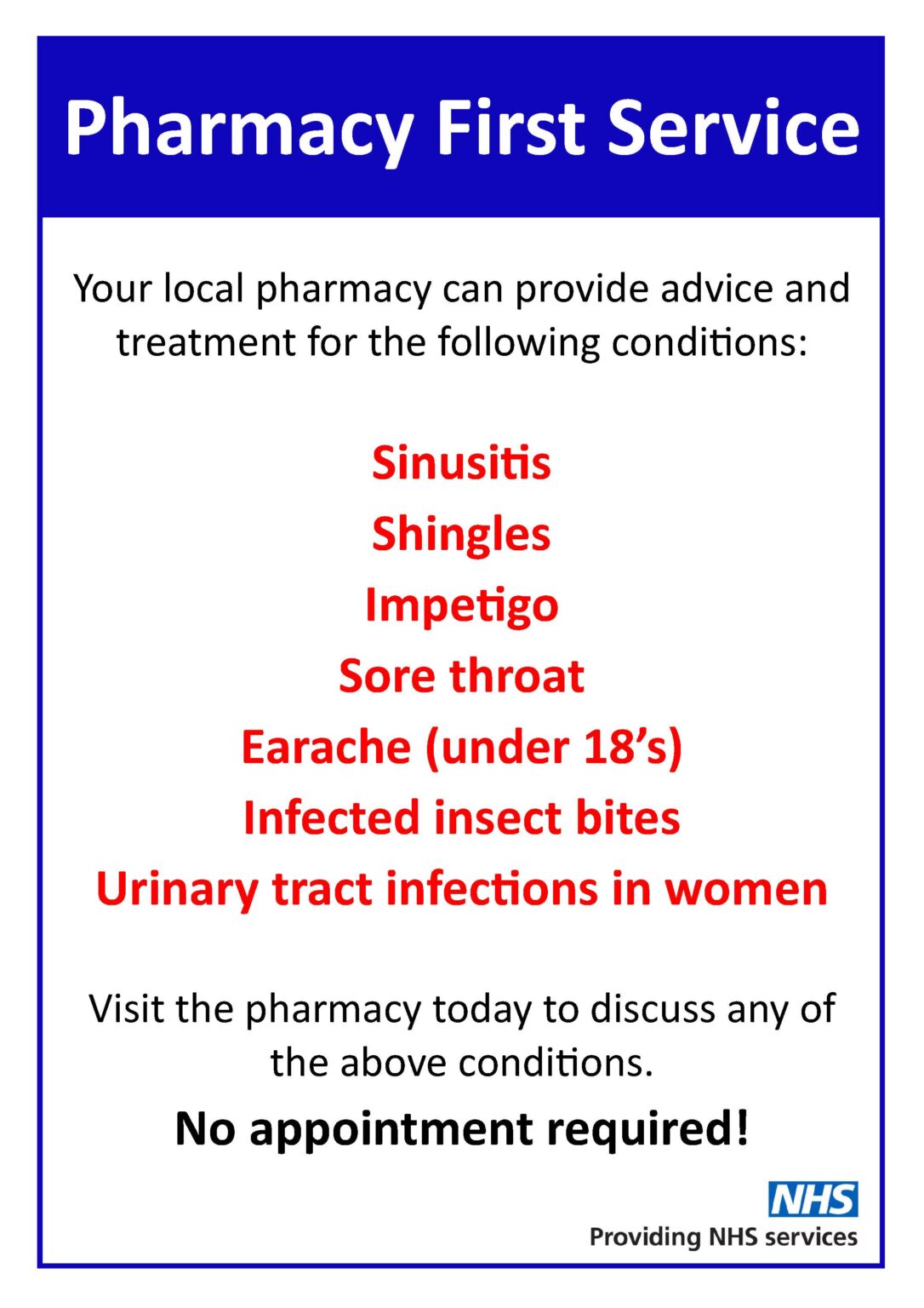 New NHS Pharmacy First Service - Aylmer Lodge Cookley Partnership