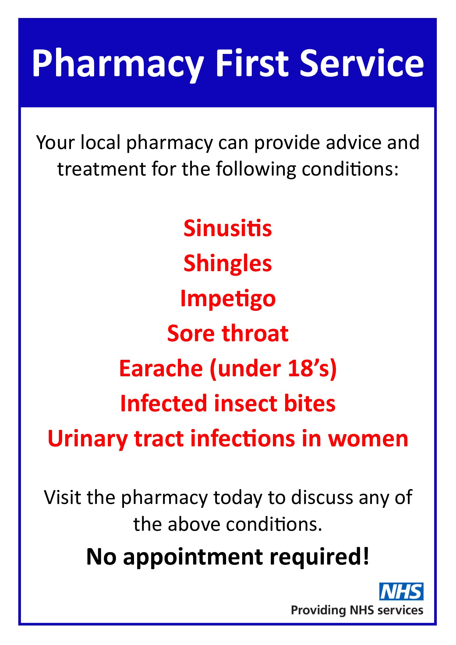 New NHS Pharmacy First Service - Aylmer Lodge Cookley Partnership