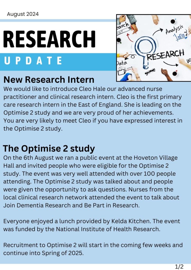 Research Newsletter! - Hoveton & Wroxham Medical Centre