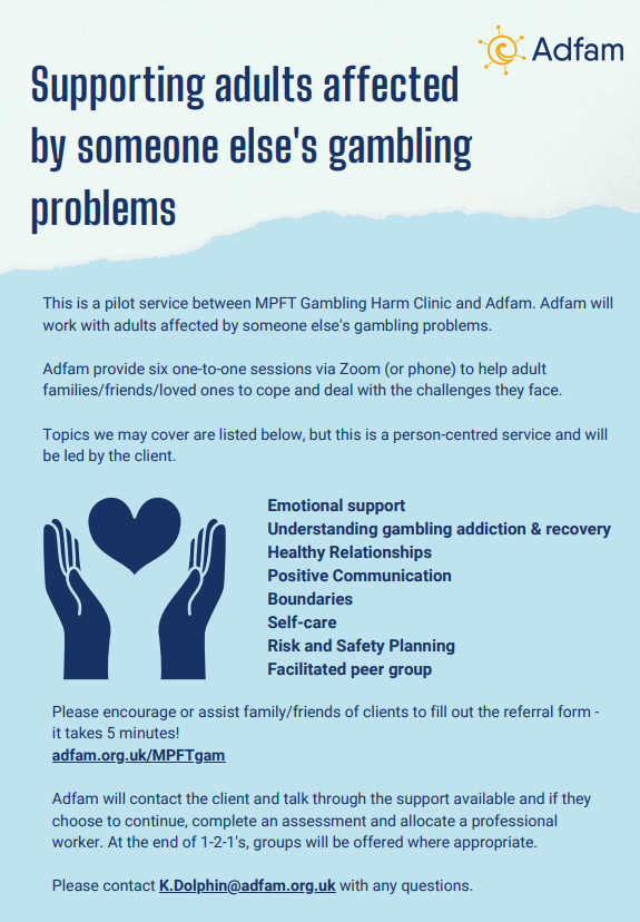 Supporting adults affected by someone else’s gambling problems - Sandy ...