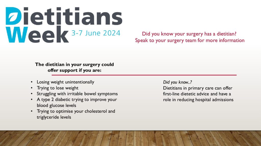Dietitians Week 3 - 7 June 2024 - Allesley Park Medical Centre