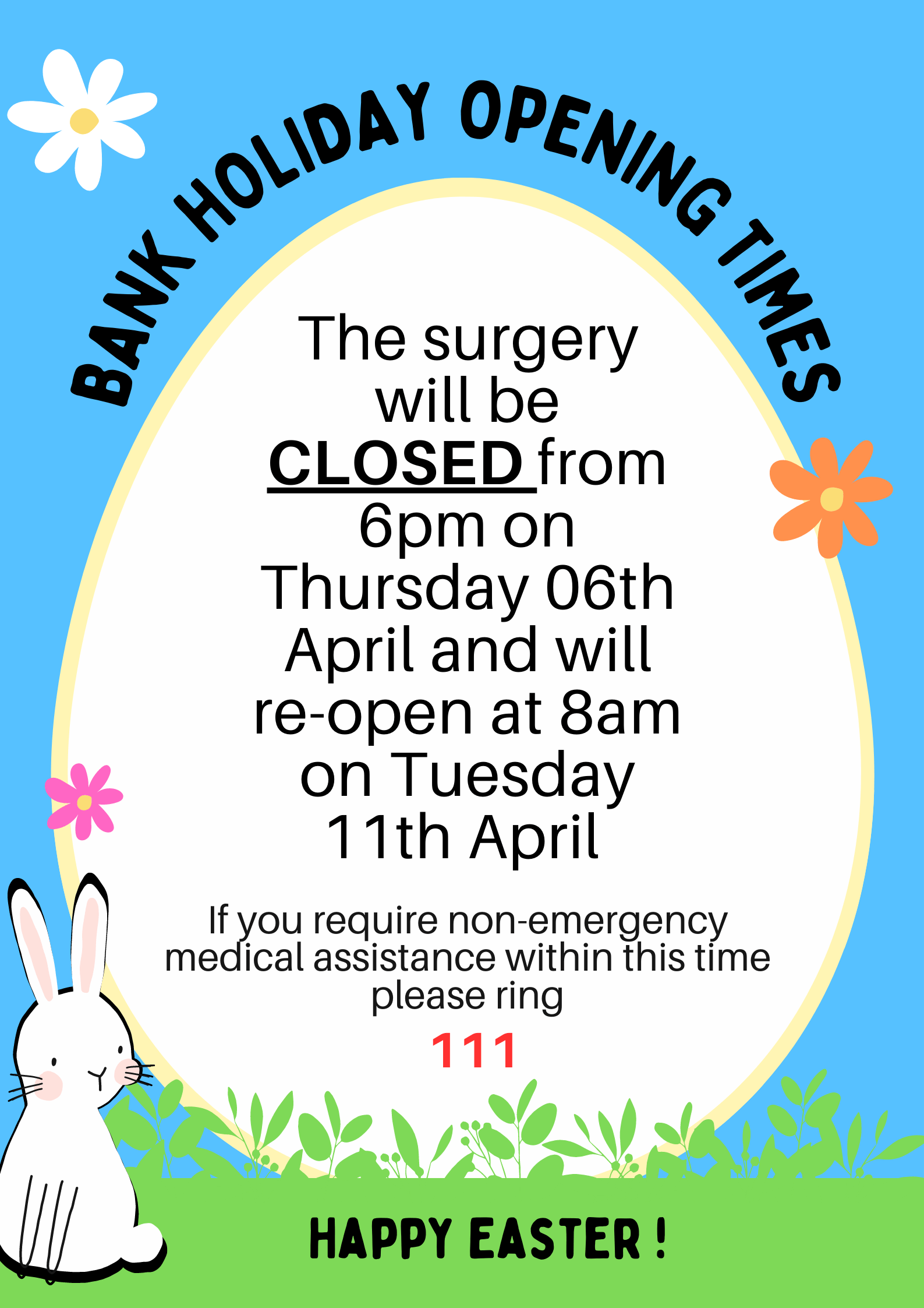 April Bank Holiday Opening Times - Lofthouse Surgery and The Manse Surgery