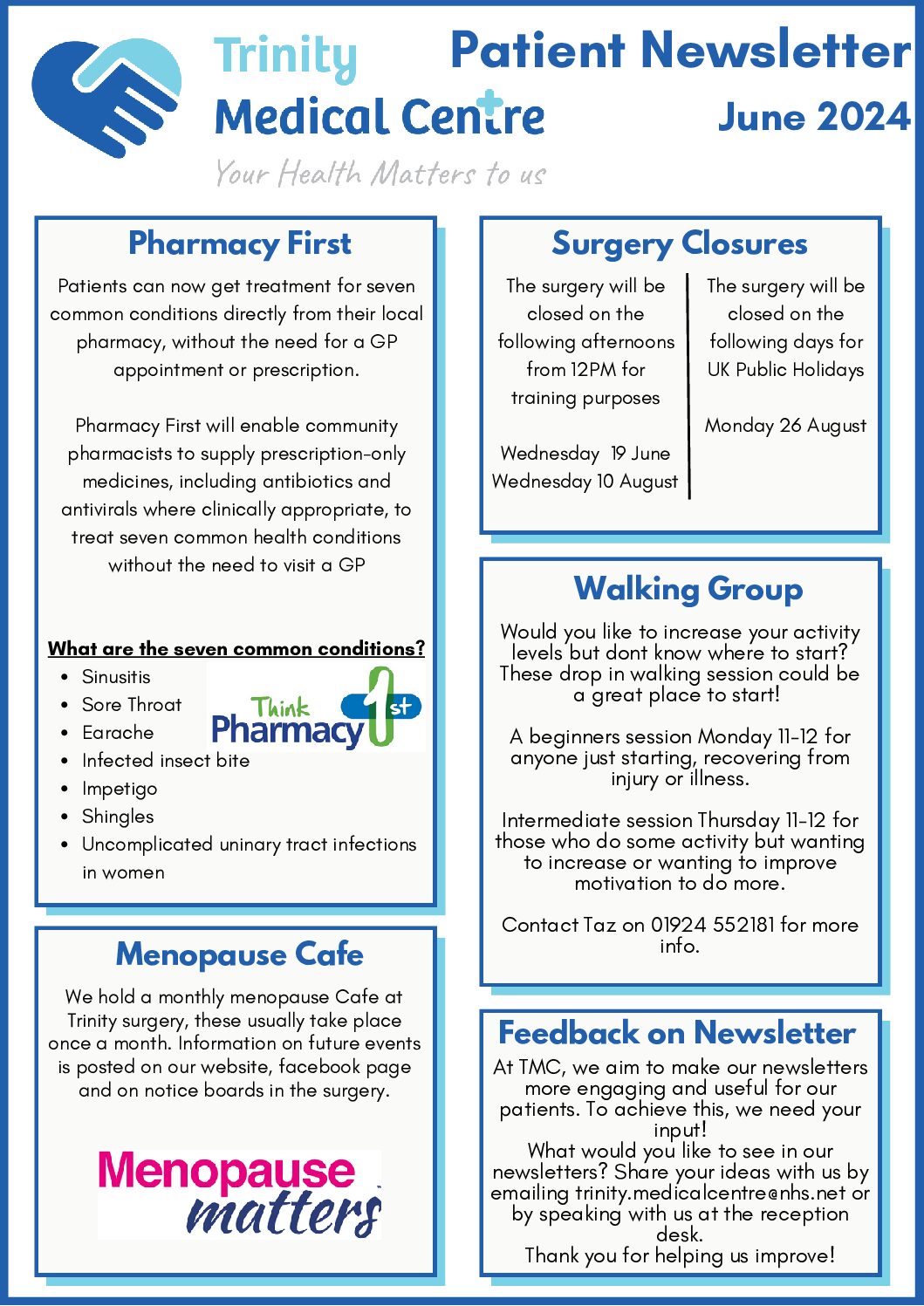 Patient Newsletter - June 2024 - Trinity Medical Centre