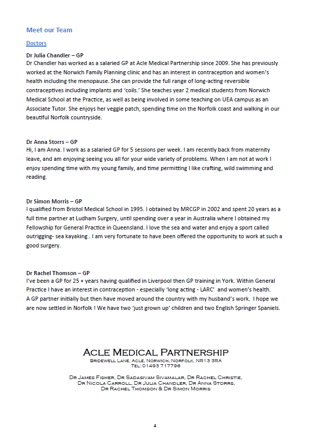 Practice Information Leaflet - Acle Medical Partnership