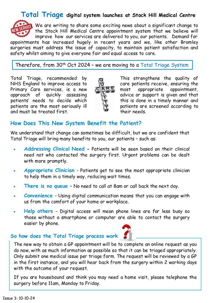 ***IMPORTANT INFORMATION*** Total Triage digital system launches at ...