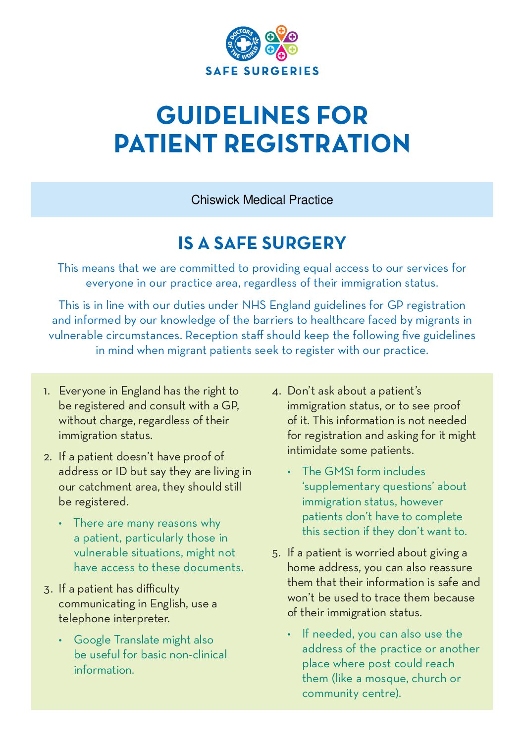 Join our GP Surgery - Chiswick Medical Practice